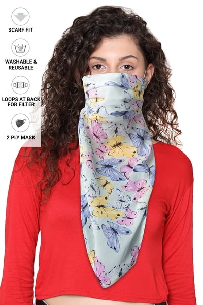 Buy 2 Layer Reusable Scarf Fit Printed Face Mask Online - Clovia