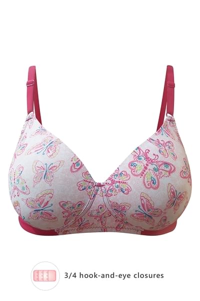 Buy Padded Non-Wired Full Coverage Butterfly Print T-Shirt Bra Online ...