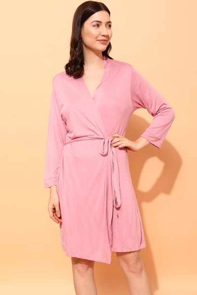 Buy Chic Basic Robe in Baby Pink - Viscose Online - Clovia