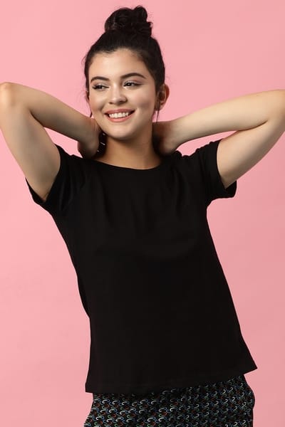 Buy Chic Basic Top in Black- 100% Cotton Online - Clovia