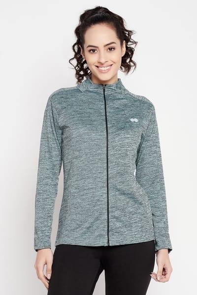 Buy Comfort-Fit Active Jacket in Blue Melange Online - Clovia