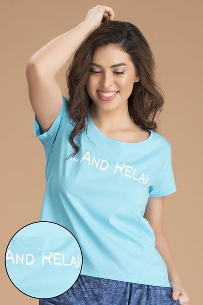 Buy Cotton Text Print Top Online - Clovia