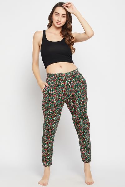 Buy Pretty Florals Pyjama in Multicolour - 100% Cotton Online - Clovia