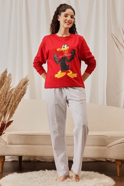 Buy Looney Tunes Classic: Daffy Duck Red Sweatshirt with Light Grey ...