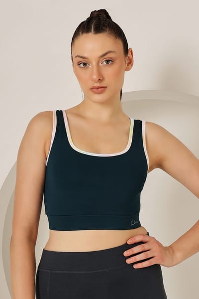 Buy Medium Impact Sports Bra in Teal Blue with Removable Cups Online ...