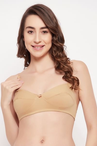 Buy Non-Padded Non-Wired Full Cup Multiway Balconette Bra in Nude Colour - Cotton Online India ...