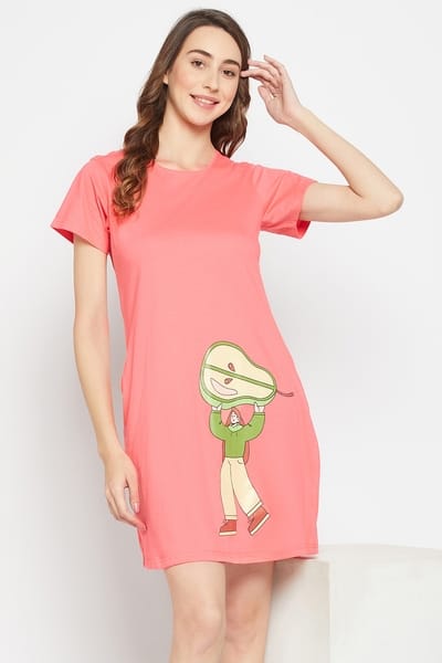 Buy Tutti Fruity Short Night Dress in Peach Colour - 100% Cotton Online ...
