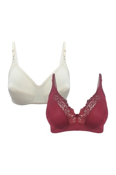 Buy Pack of 2 Non-Padded Non-Wired Full Coverage Bras - Cotton Online ...