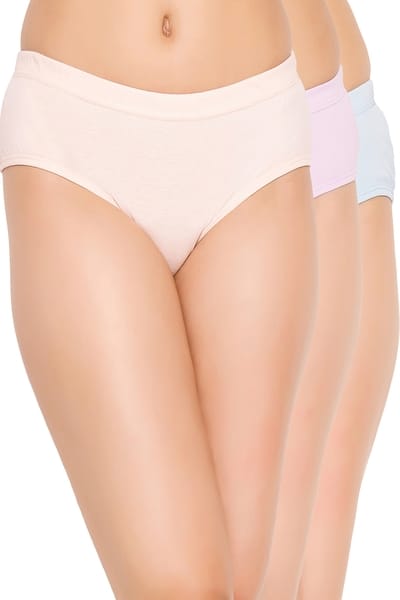 Buy Pack of 3 Mid Waist Hipster Panties with Inner Elastic - 100% Cotton Online - Clovia