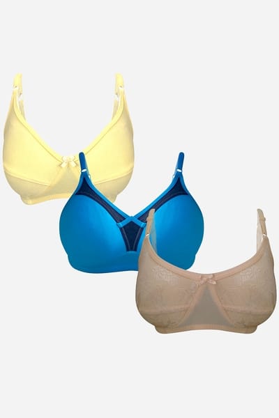 Buy Pack of 3 Non-Padded Non-Wired Full Cup Bras Online - Clovia