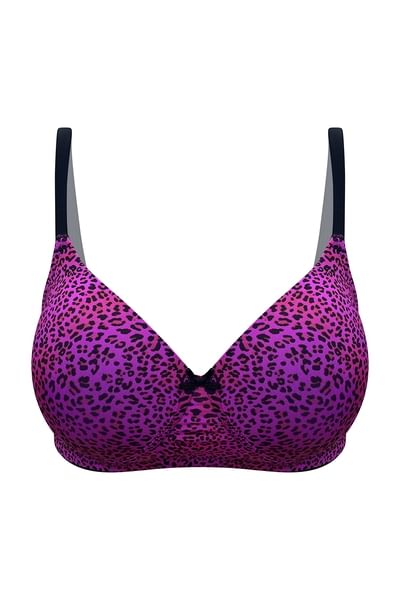 Buy Padded Non-Wired Full Coverage Animal Print T-shirt Bra in Magenta ...