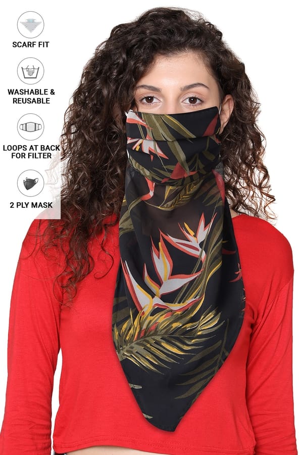 Buy 2 Layer Reusable Scarf Fit Printed Face Mask Online India, Best ...