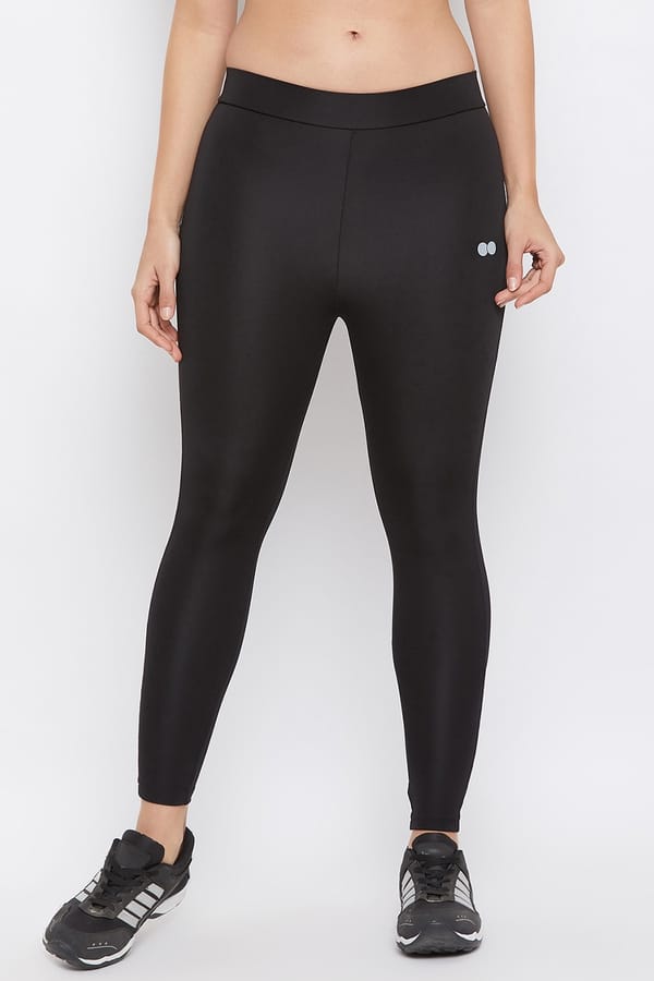 Buy Snug Fit Active Ankle Length Tights in Black Online India, Best ...