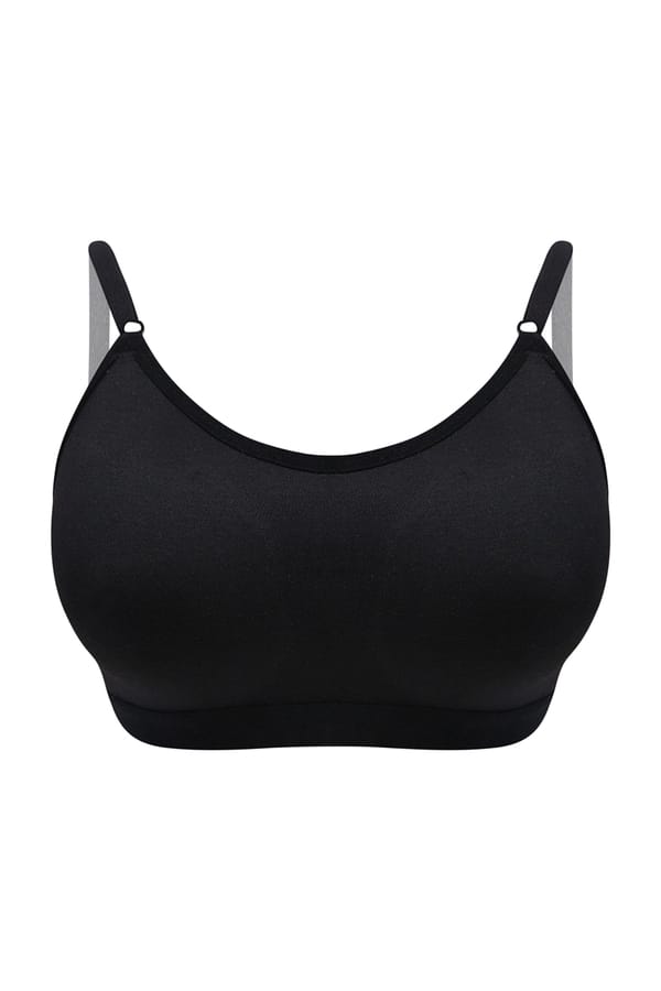 Buy Non-Wired Lightly Padded Spacer Cup Beginner's Bra in Black ...