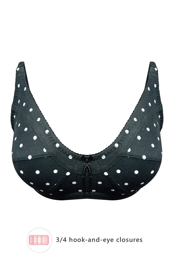 Buy Non-Padded Non-Wired Full Cup Polka Print M-Frame Bra in Black ...