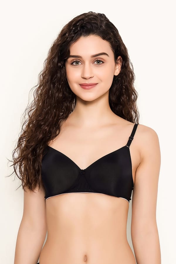Buy Padded Non-Wired Full Cup Bra in Black Online India, Best Prices, COD - Clovia - BR0935C13