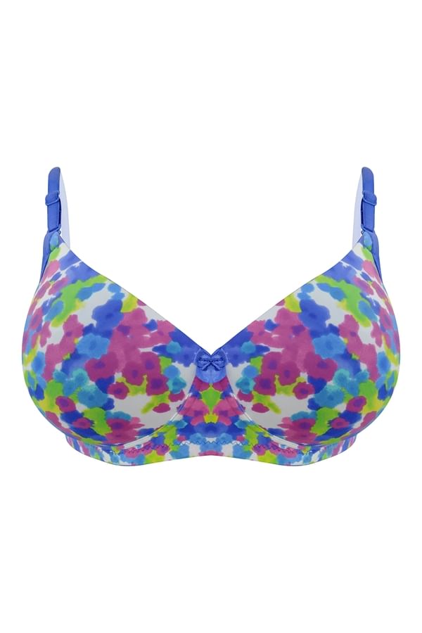 Buy Padded Non-Wired Full Cup Floral Print Multiway T-shirt Bra in ...