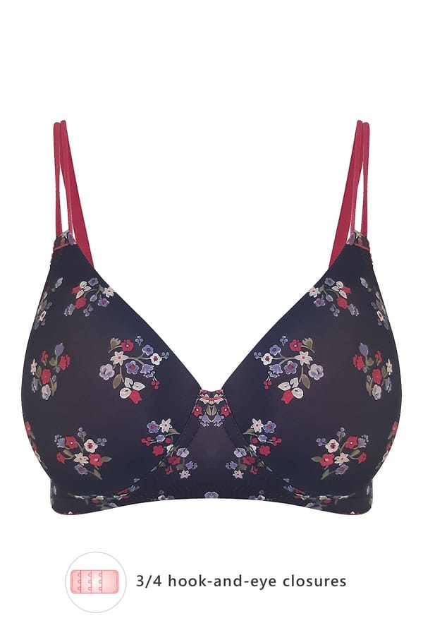 Buy Padded Non-Wired Full Coverage T-Shirt Bra in Dark Blue Online ...