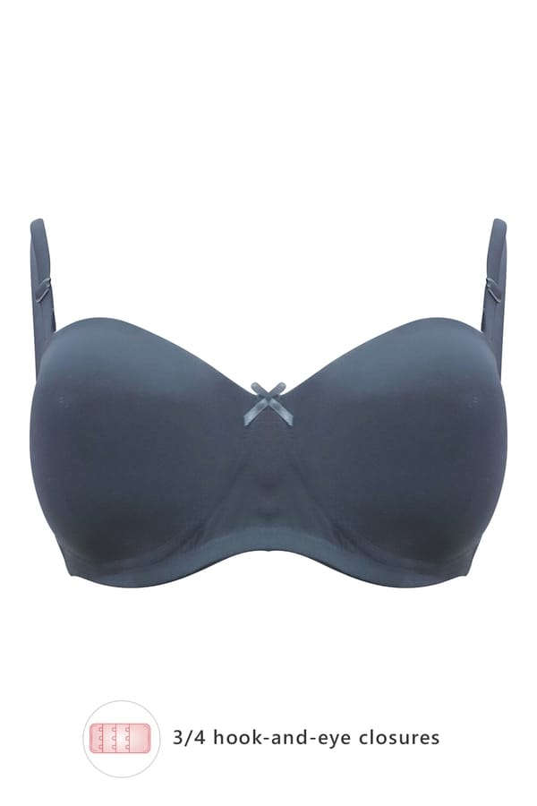 Buy Padded Non-Wired Full Cup Balconette Bra in Black- Cotton Rich ...