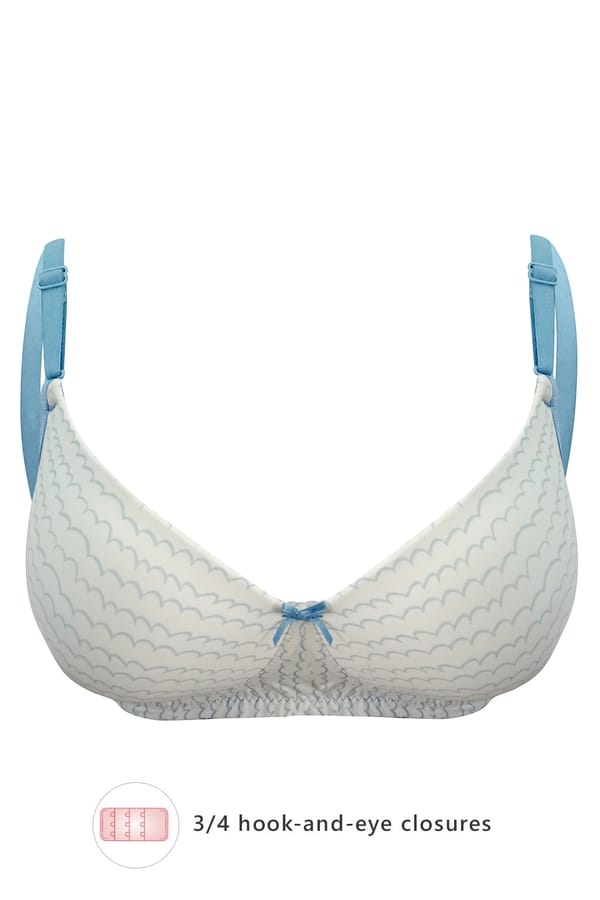 Buy Padded Non-Wired Full Cup Wave Print Multiway T-shirt Bra in White ...