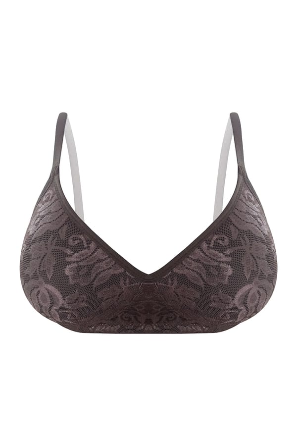 Buy Padded Non-Wired Full Cup Bra in Dark Brown - Lace Online India ...