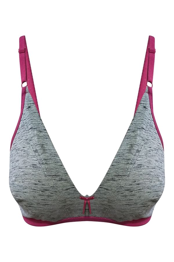 Buy Non-Padded Non-Wired Bra In Grey - Cotton Rich Online India, Best ...