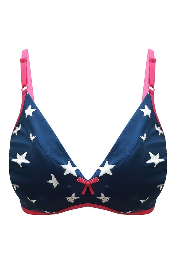 Buy Cotton Rich Non-Padded Non-Wired Star Print Bra In Blue Online ...