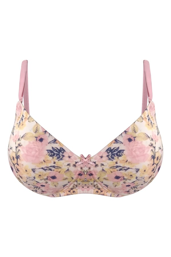 Buy Padded Non-Wired Full Cup Floral Print Multiway T-shirt Bra in Baby ...