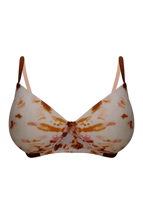 Buy Padded Non Wired Full Cup Tie Dye Print T Shirt Bra In Cream Colour Online India Best