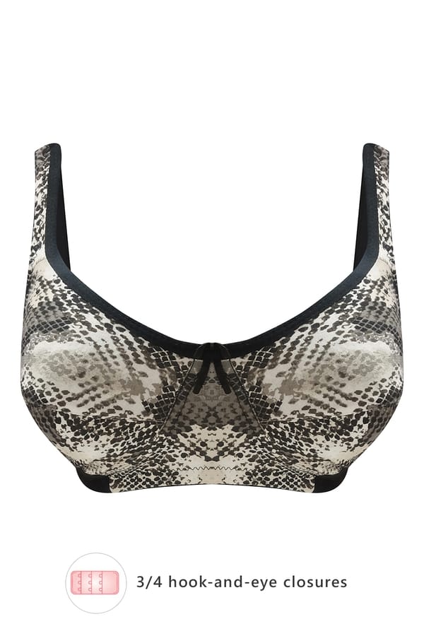 Buy Non-Padded Non-Wired Full Cup Snakeskin Print Bra in Grey - Cotton ...