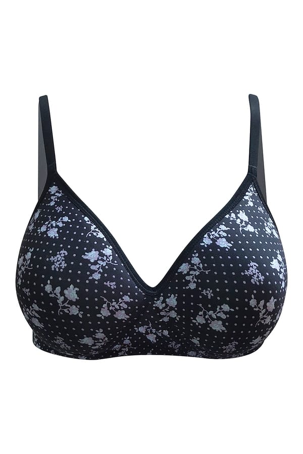 Buy Padded Non-Wired Full Coverage Printed T-shirt Bra In Black Online ...