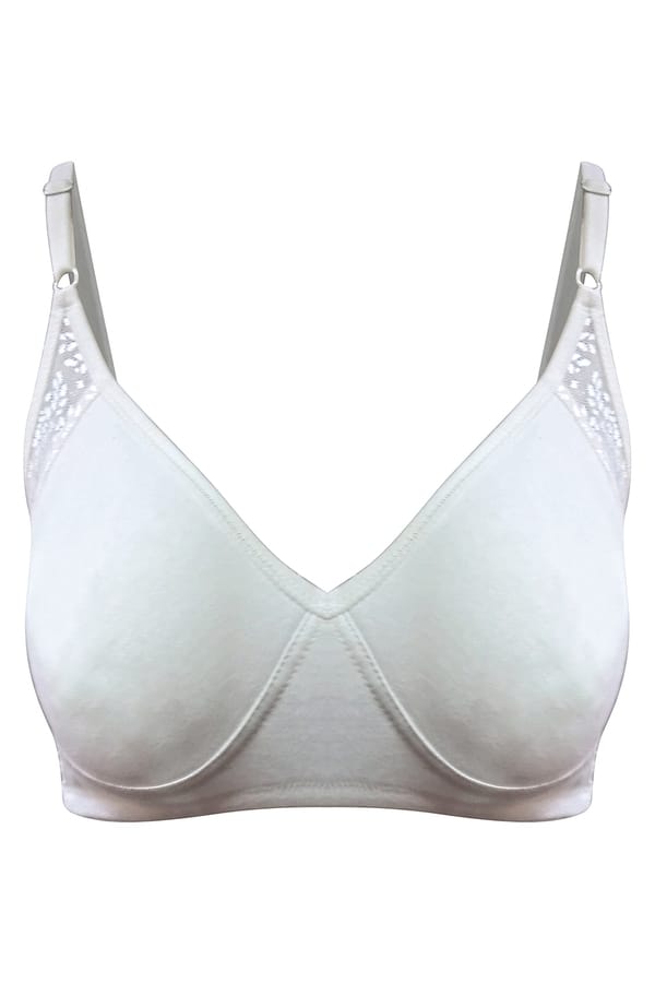Buy Non-Padded Non-Wired Full Coverage T-Shirt Bra with Lace in White ...