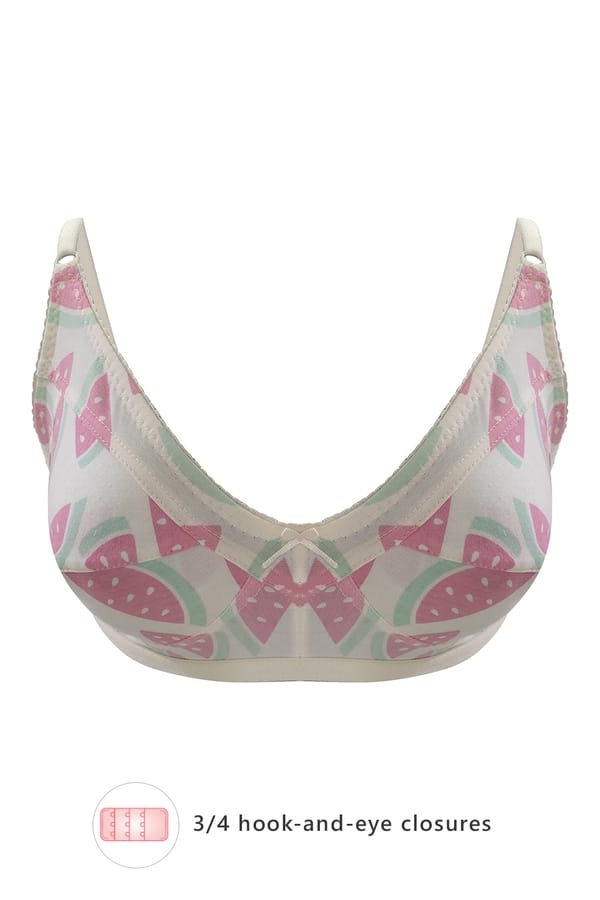 Buy Non-Padded Non-Wired Watermelon Print Full Figure Bra in White ...