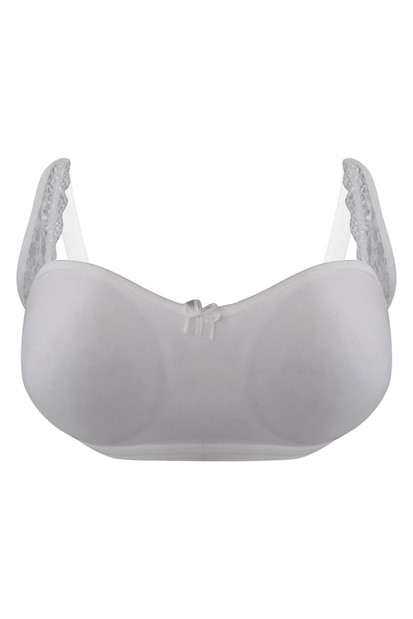 Buy Non-Padded Non-Wired Spacer Cup Balconette Bra in White - Cotton Rich Online India, Best ...