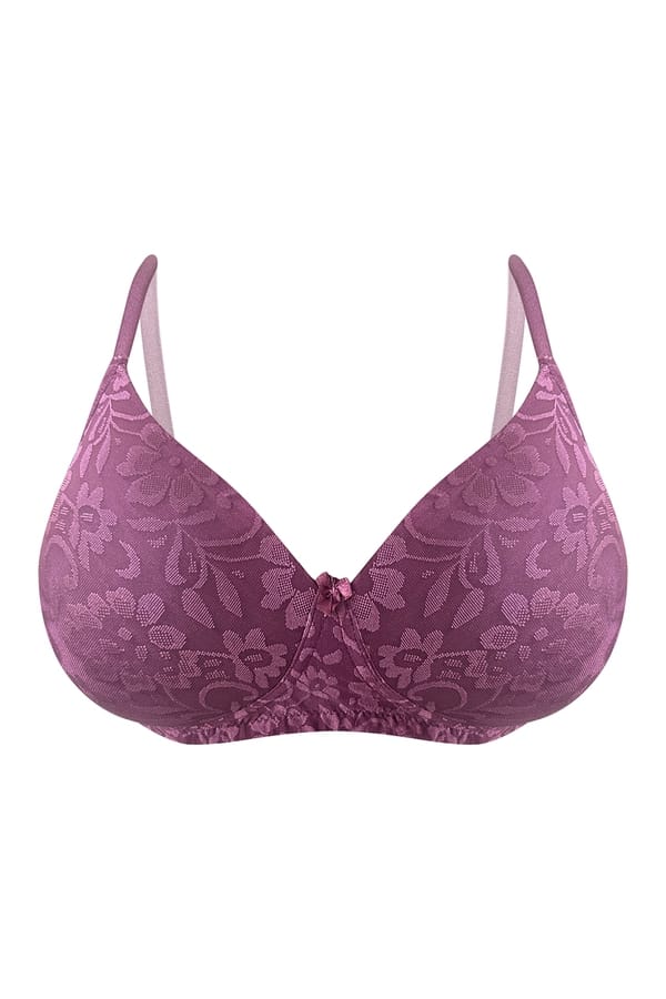 Buy Padded Non-Wired Full Cup Self-Patterned Bra in Wine Colour - Lace ...