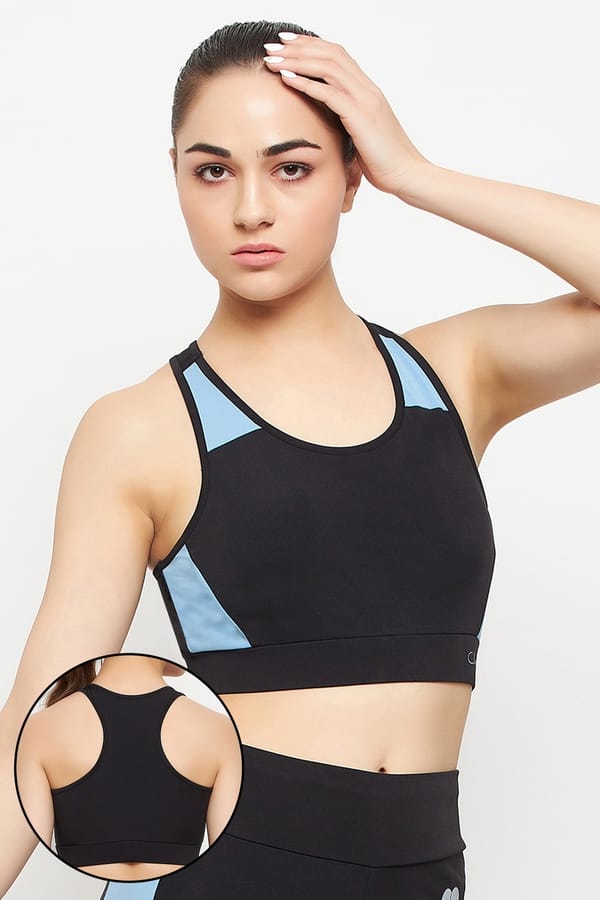 Buy Medium Impact Padded Racerback Sports Bra in Black Online India ...