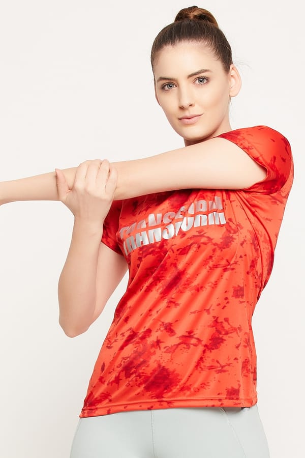 Buy Comfort-Fit Active Text Print T-shirt in Orange Colour with ...