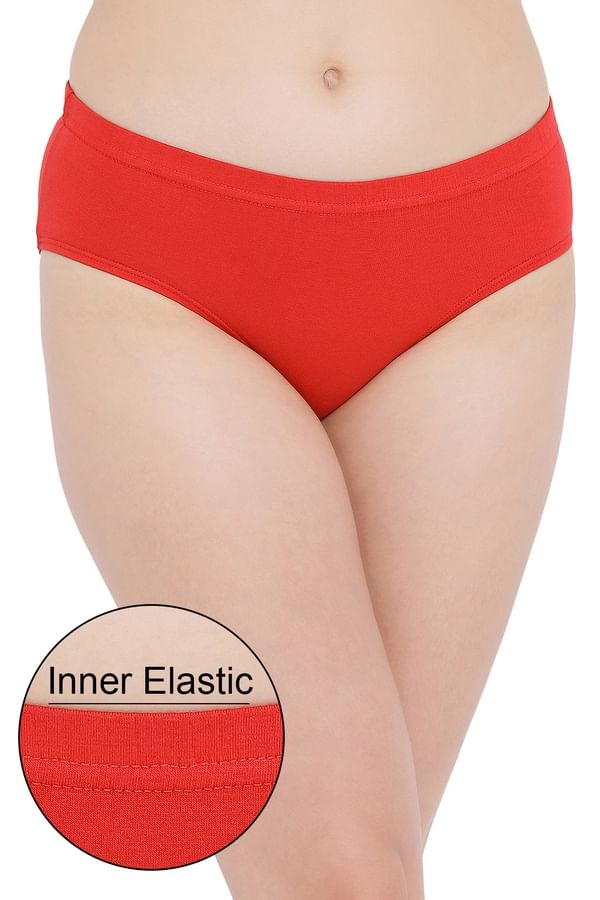 Buy Cotton Mid Waist Hipster Panty with Inner Elastic In Red Online India, Best Prices, COD ...