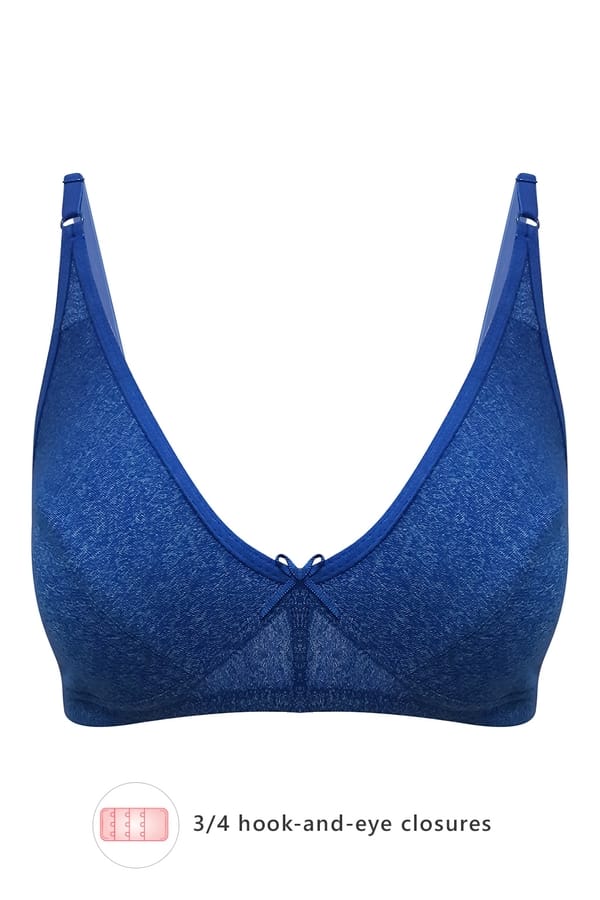 Buy Cotton Non-Padded Non-Wired Full Cup Bra In Blue Online India, Best ...