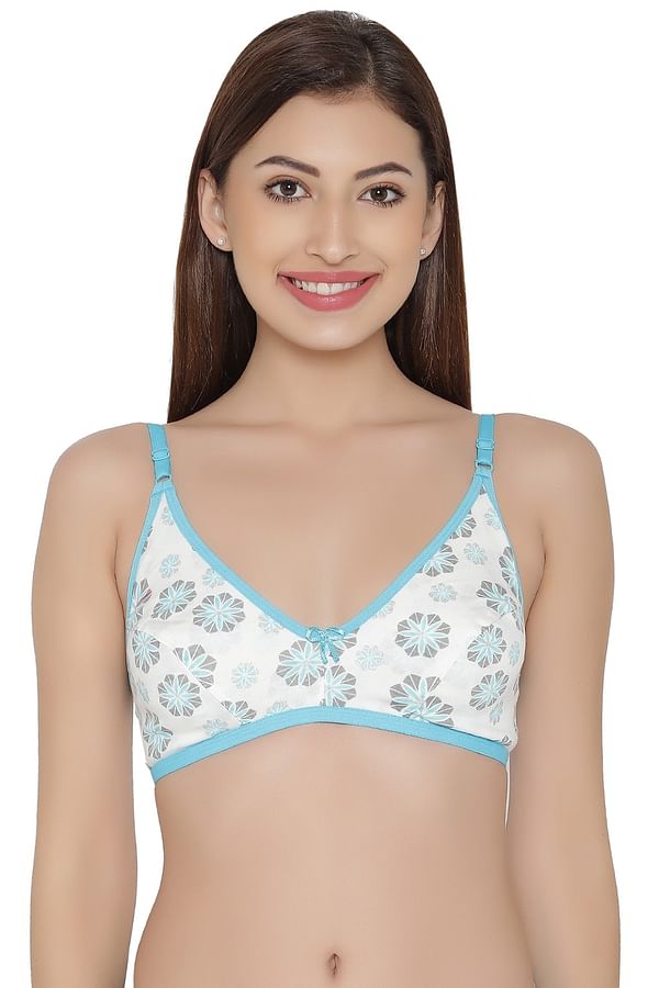 Buy Non Padded Non Wired Printed Bra In White Cotton Online India