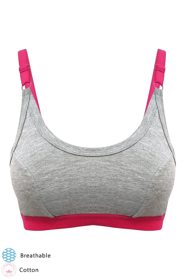 Buy Low Impact Cotton Non-Padded Non-Wired Sports Bra in Grey Online ...
