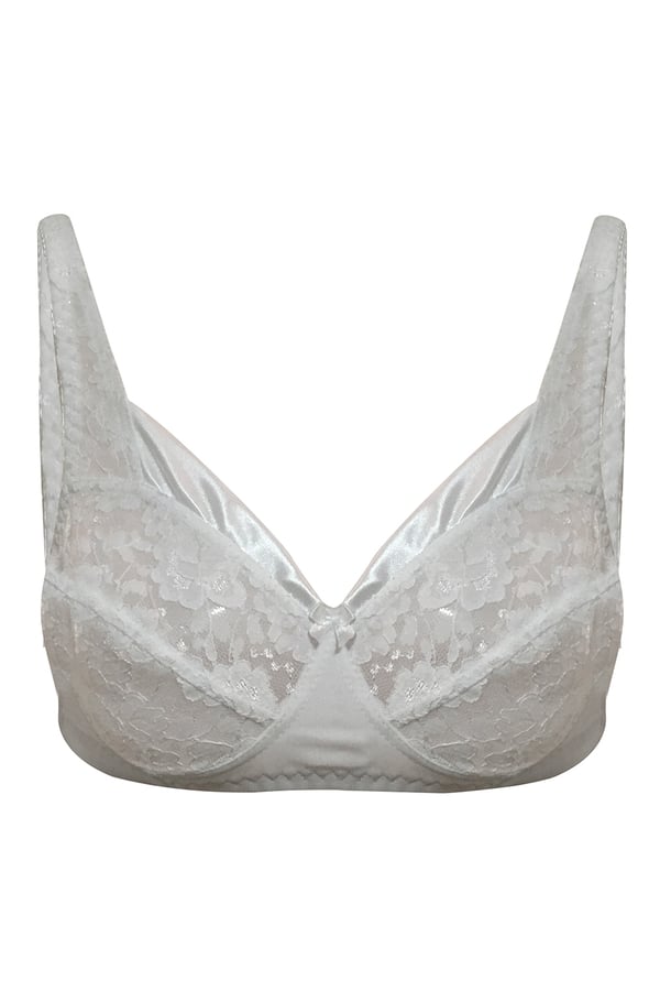 Buy Lace Non Padded Non Wired Full Coverage Plus Size Bra In White