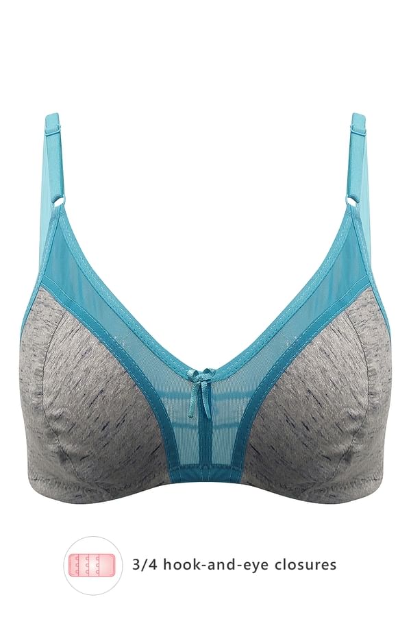 Buy Non-Padded Non-Wired Full Coverage Bra in Light Grey - Cotton ...