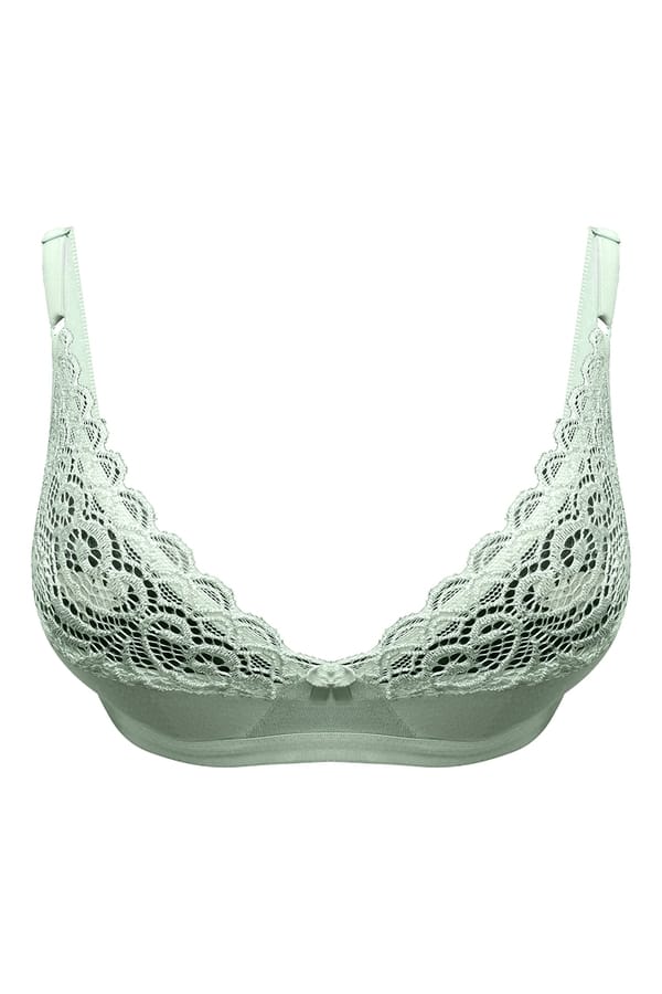 Buy Non-Padded Non-Wired Bra in Mint Green - Cotton & Lace Online India ...