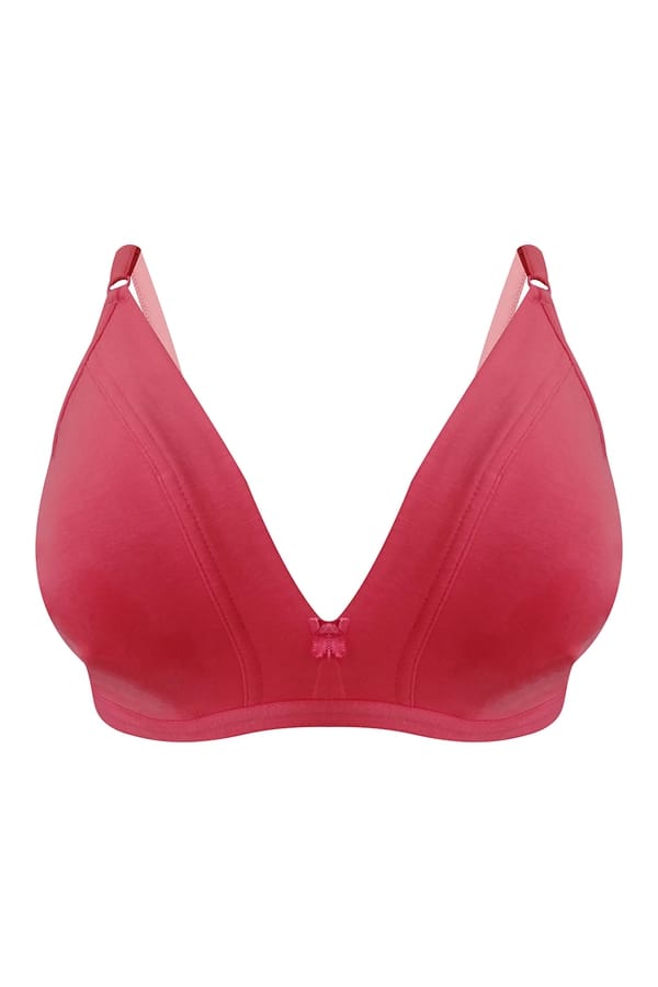 Buy Non-Padded Non-Wired Demi Cup Plunge Bra in Peach Colour - Cotton ...