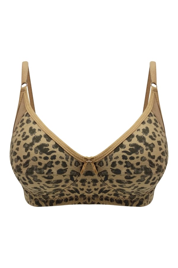 Buy Non-Padded Non-Wired Full Cup Animal Print Bra in Beige - Cotton ...