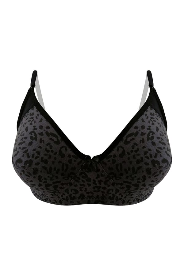 Buy Non-Padded Non-Wired Full Cup Animal Print Bra in Dark grey ...