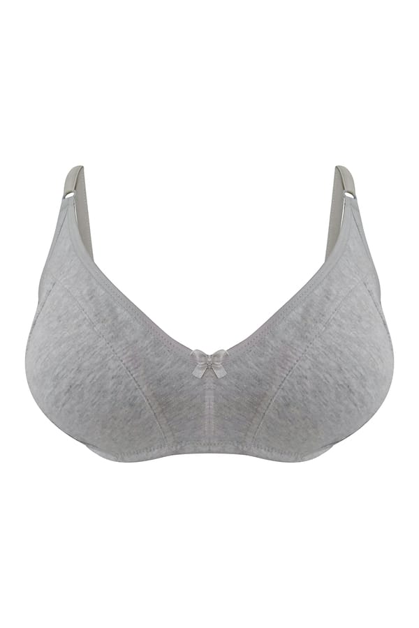 Buy Non-Padded Non-Wired Full Cup Bra in Light Grey Melange - Cotton ...