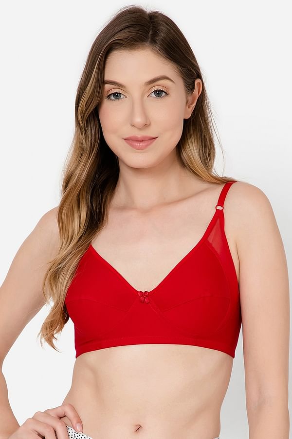 Buy Non Padded Non Wired Full Cup Bra In Red Cotton Online India