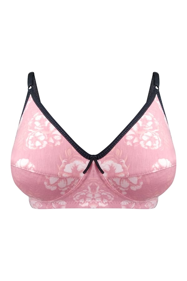 Buy Non-Padded Non-Wired Full Cup Floral Print Everyday Bra in Blush Pink - Cotton Online India ...